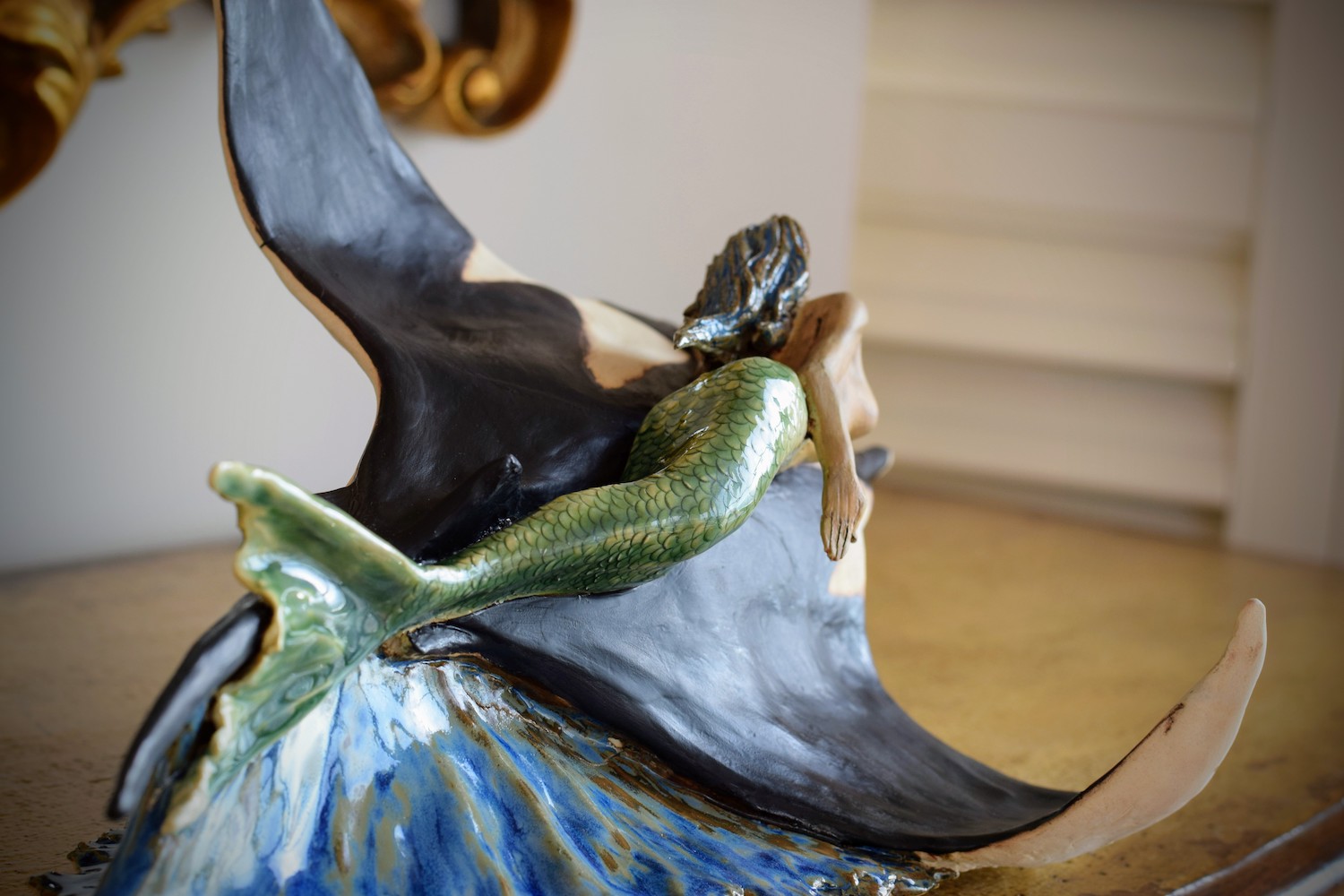 Giant Oceanic Manta Ray and Mermaid